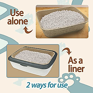 kathson 8 Pcs Disposable Litter Boxes for Cats Pet Paper Litter Tray Liner Disposable Litter Pan Travel Small Animal Potty for Kitten Puppy Hamster Guinea Pig Rabbit Bunny (16.14 x 12.2 x 3.7 inch)