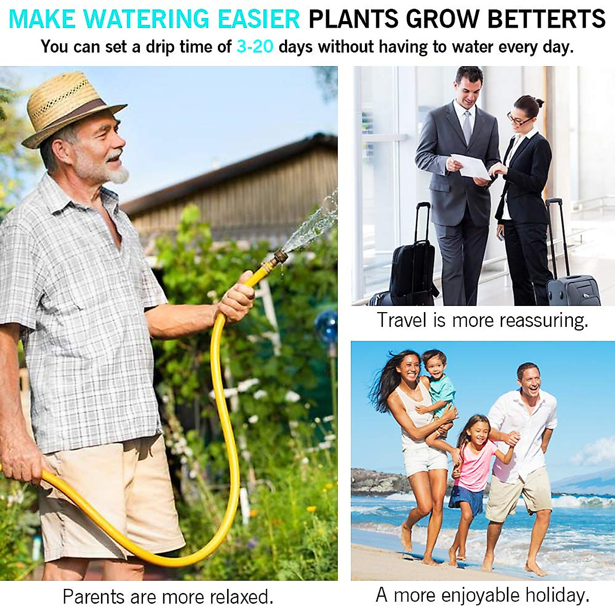 Kingwora Plant Self Watering Devices - 12 Pack Automatic Irrigation Equipment Plant Water with Slow Release Control Valve, Adjustable Water Volume Drip System for Home and Vacation Plant Watering