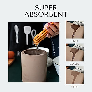 Selegna Instant Dry Utensil Holder for Kitchen Countertop, Diatomite Stone Utensil Caddy, Diatomaceous Earth Kitchen Utensil Organizer | Quick Drying Water Absorbing Pottery for Sink organization