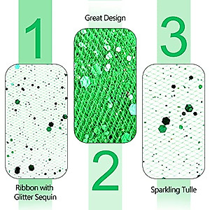 Glitter Tulle Rolls, 6” by 50 Yards (150FT) Sparkling Tulle Spool Ribbon Sequin Tulle Netting Fabric for Tutu Skirt Wedding Birthday Baby Shower (Green)