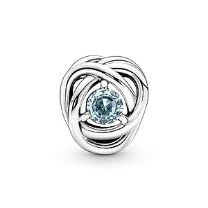 Pandora March Sea Aqua Blue Eternity Circle Charm Bracelet Charm Moments Bracelets - Stunning Women's Jewelry - Gift for Women - Made with Sterling Silver & Man-Made Crystal