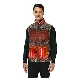 ORORO Men's Heated Hunting Vest, Camo Hunting Vest with Multi-Pockets and Rechargeable Battery Pack (Large)