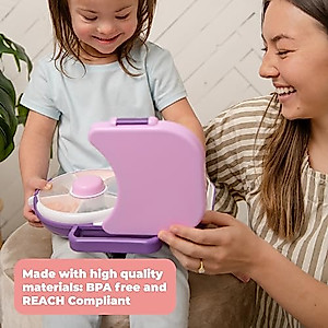 GoBe Kids Lunchbox with Detachable Snack Spinner, Bundle with Hand Strap & Sticker Sheet, Reusable Bento Style Lunch Container, 5 Small +1 Large Sandwich Compartment, BPA & PVC Free, Dishwasher Safe