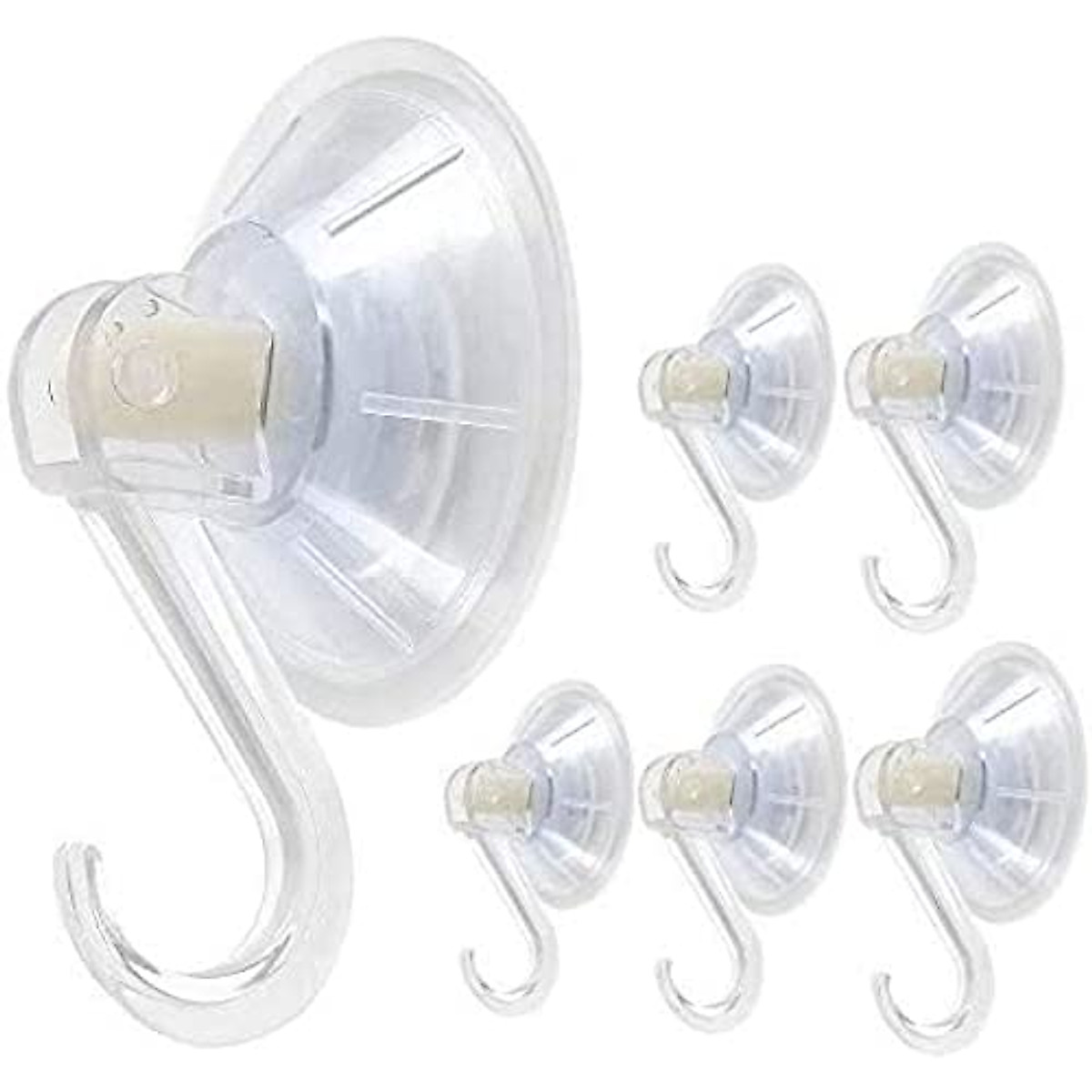 1st Choice Clear Plastic Suction Cup Hook, oobest 6 Pack Ultra Heavy Duty Hooks Strong Power Lock Hooks Vacuum Traceless Hooks Smooth Waterproof Oil-Proof Wall Shower Kitchen Window Bathroom Holder