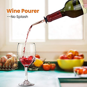 Wine Bottle Opener Wing Corkscrew, Godmorn Rose Gold Beer Bottle Opener with Wine Pourer, Cute Stainless Steel Winged Corkscrew, Pink Cork Screw Wine Accessories For Kitchen Bars Mothers Day Gift