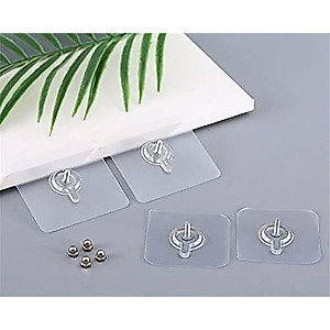 KK5 Adhesive Hanging Nails Wall Hook Hanger - 8mm 20/Pack Non-Trace No-Drilling Transparent Adhesive Ceiling Hooks | Heavy Duty Seamless Nail Free Screws for Kitchen Bathroom Storage Room