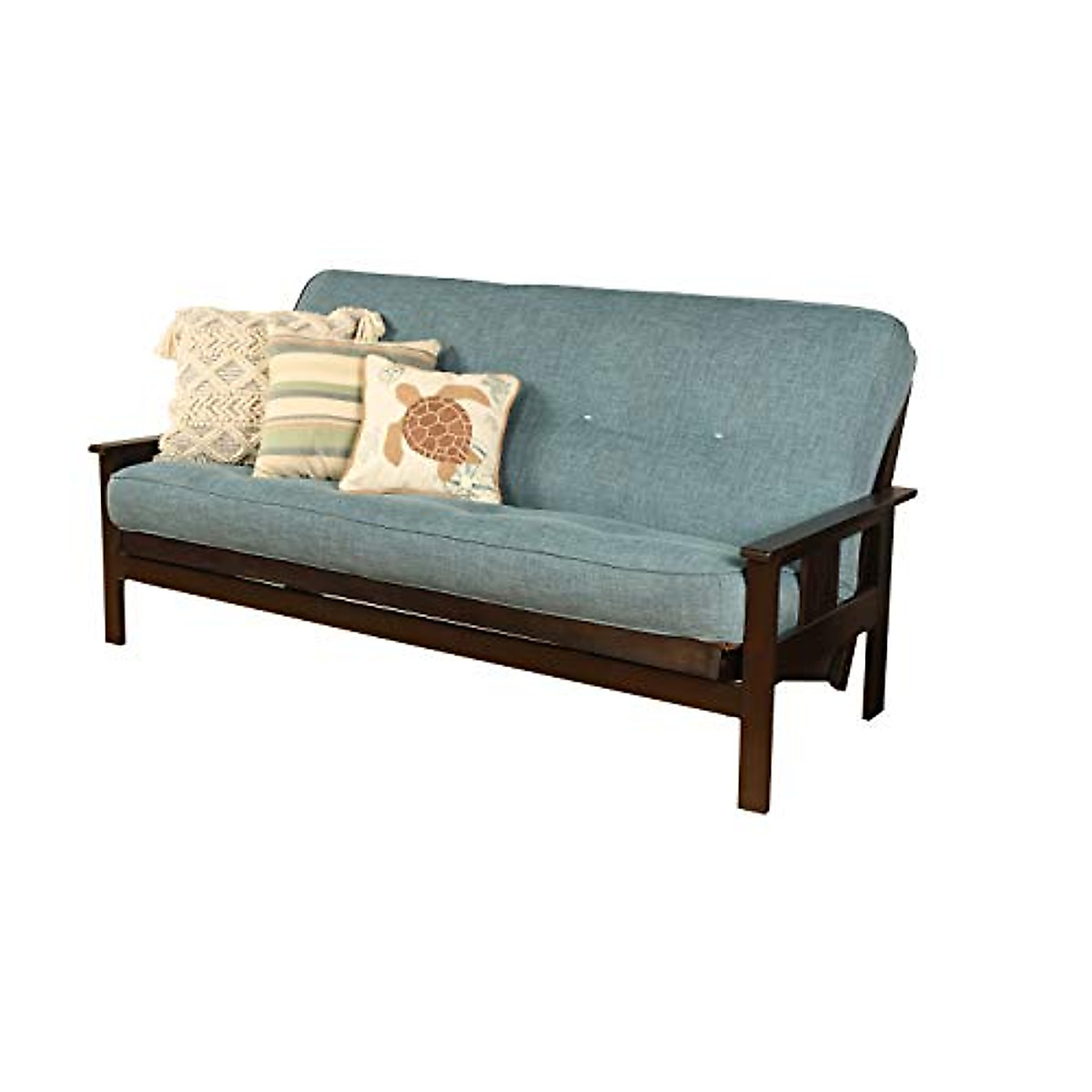 Kodiak Furniture Monterey Full Frame with Linen Fabric Mattress in Blue/Espresso