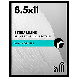 Americanflat 8.5x11 Thin Picture Frame in Black with Shatter Resistant Glass - Horizontal and Vertical Formats for Wall and Tabletop