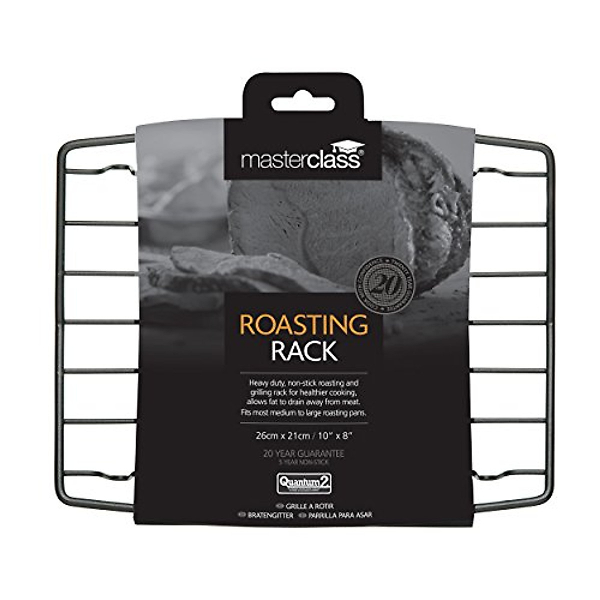 MasterClass KCMCTRAYNS26 26 x 20 cm Non Stick Roasting Rack, V Shaped, Carbon Steel, Silver