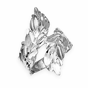 Modern Contemporary Rings High Polish 925 Sterling Silver Double Laurel Wreath Leaf Ring (Size 6.5)