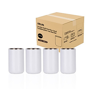 PYD Life Sublimation Ice Buckets Blanks Tumblers 17 OZ White without Lids for Parties Bars,Sublimation Stainless Steel Bucket Small Cups for Cricut Mug Press Tumbler Heat Press 4 Pack