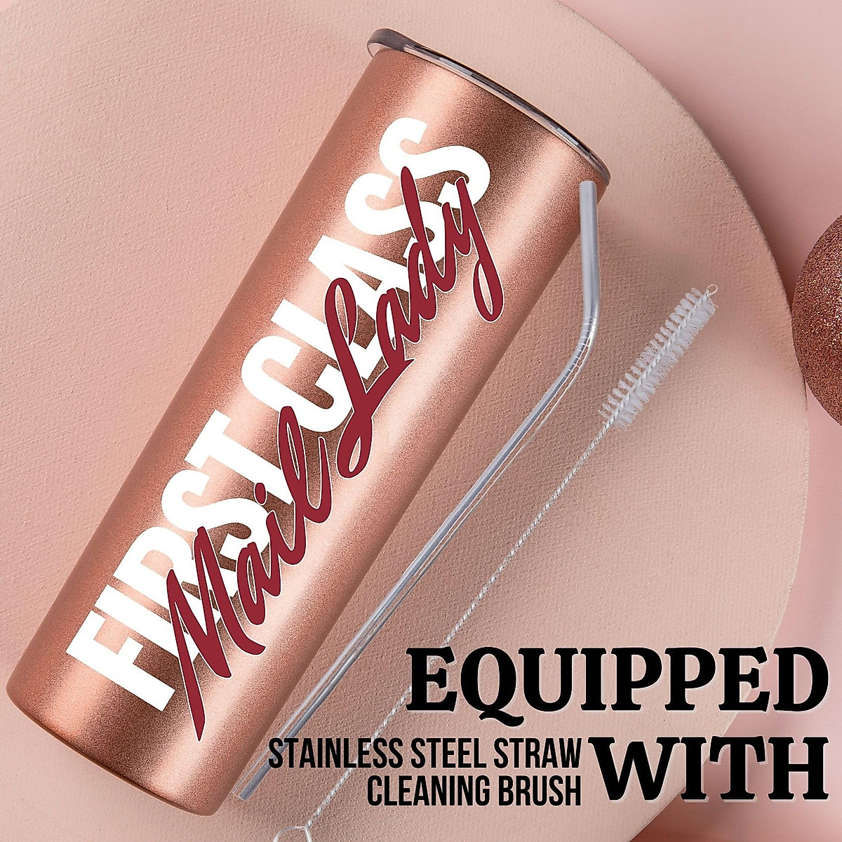 Onebttl Mail Carrier Gifts for Women, Mail Lady Gifts, Gifts for Mail Carrier, Postal Workers, Mail Lady, First Class Mail Lady Stainless Steel Tumbler 20OZ