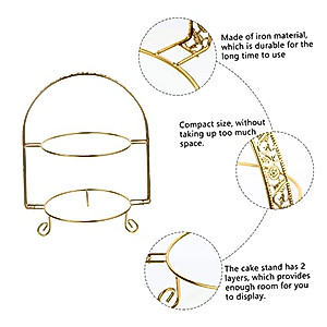 EXQUIMEUBLE Double Layer Cake Stand Muffin Stand Dessert Stand Holder Pastry Stand Birthday Cake Stand Cake Display Rack Dessert Display Plate Tea Party Serving Tray Desktop Iron Bracket