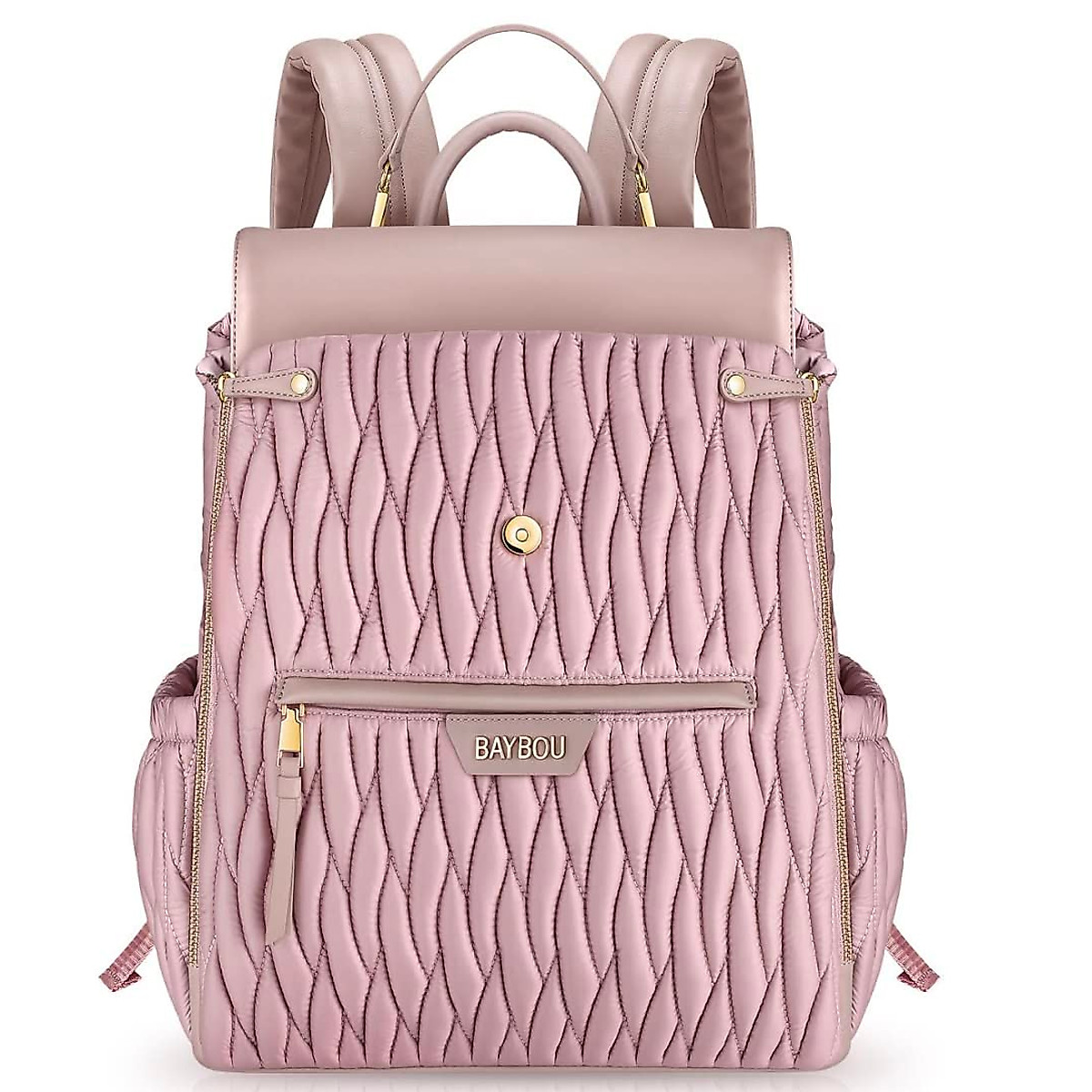 Baybou Diaper Bag Backpack Large Capacity, Waterproof, and Multifunctional Baby Essentials Travel Bag with Changing Pad and Stroller Straps, Blush Pink