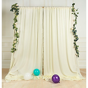 SHERWAY 9.6 Feet x 10 Feet Ivory Silky Soft Curtain Wedding Backdrop Drapes, Slightly Shiny Satiny Window Curtains for Party Ceremony Decoration