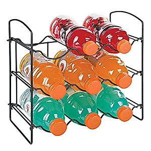 mDesign Metal Wire Free-Standing Water Bottle Rack - Storage Organizer for Kitchen Countertops, Matte Black