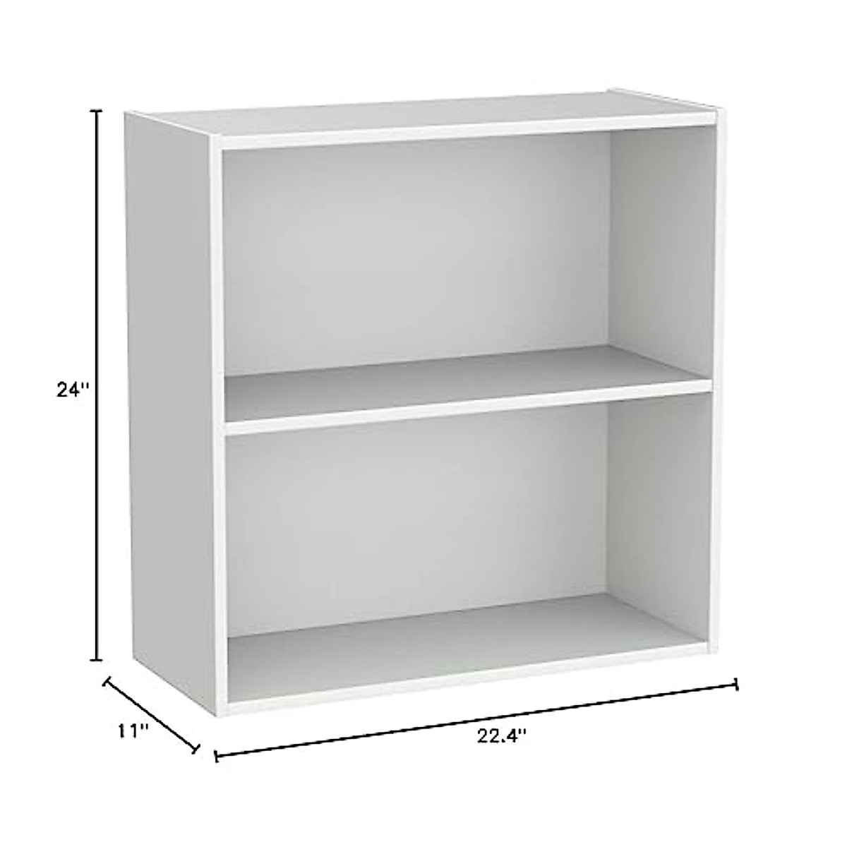 KB Designs 2-Tier Shelf Wood Bookcase Storage Organizer, White