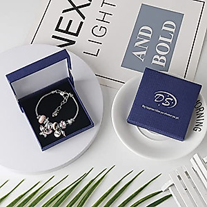 DS Charm Bracelets for girls,exquisite cute cartoon friendship bracelets Stainless Steel Bangle with birthday Gift box, Adjustable girls jewelry Suitable for holiday gifts (Pink Butterfly)