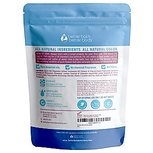 Dry Skin Bath Salt 32 Ounces (2 Lbs) Epsom Salt with Natural Geranium and Lavender Essential Oils Plus Vitamin C in BPA Free Pouch with Easy Press Lock Seal Made in USA