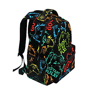 Fisyme Colorful Video Game Backpack Laptop Bag Daypack Travel Hiking School Backpacks for Men Women Kids Girls Boys