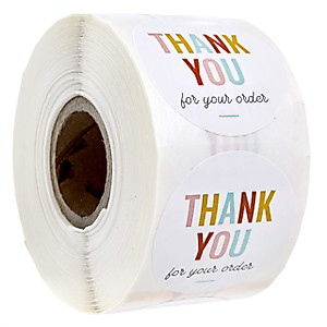 Thank You for Your Order Stickers / 500 Business Appreciation Labels / 1.5" Multi-Color Small Business Thanks Stickers/Made in The USA