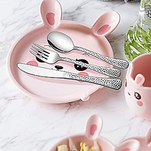 LIANYU 15-Piece Kids Utensils Silverware Set, Stainless Steel Toddler Hammered Flatware Cutlery, Children Tableware Includes Knives Forks Spoons, Dishwasher Safe
