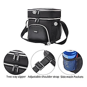 Kato Insulated Small Lunch Bag, Leakproof Dual Compartment Thermal Cooler Reusable Lunch Tote for Men and Women, Black