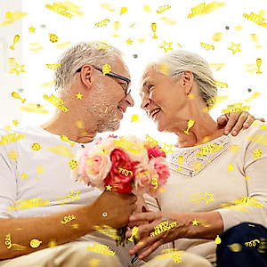 Skylety 3000 Pieces Happy Anniversary Confetti Party Decoration Scatter Confetti Metallic Foil Table Decorations for Anniversary Party DIY Arts Crafting Supplies(Gold)