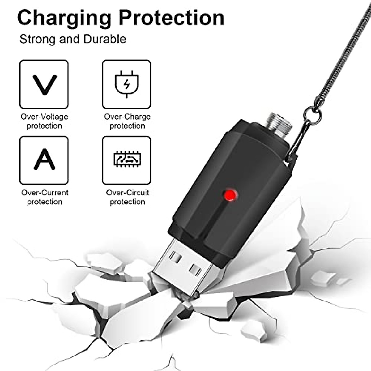 USB Thread Cable, USB Pen Charge Cable, USB Charger Thread Portable USB with Intelligent Overcharge Protection LED Indicator - 3 PCS