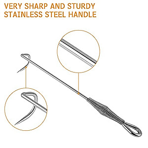 AJinTeby Food Flipper Hooks, Stainless Steel BBQ Turner Hooks Flips Meat Steak or Fish - 18-inch and 14-inch Meat Hooks Flipper