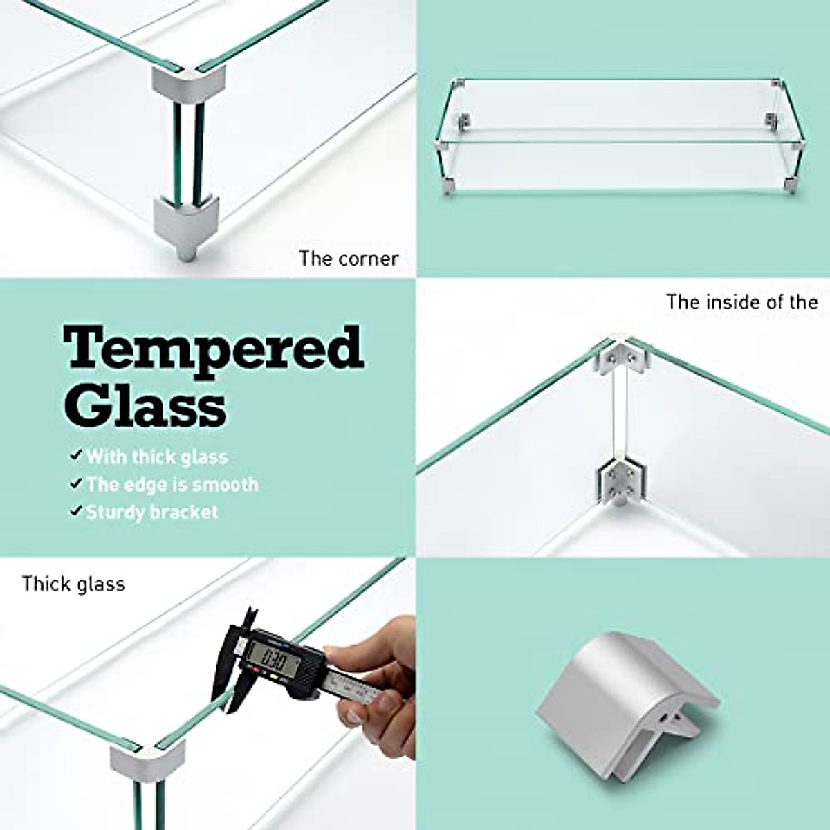 Fire Pit Wind Guard – Premium Fire Glass for Propane Fire Pit – Thick Tempered Glass Fire Pit Screen Rectangular – Clear Fire Pit Glass Shield for Propane and Gas Pits - 35.5 x 11.5 x 6-inch