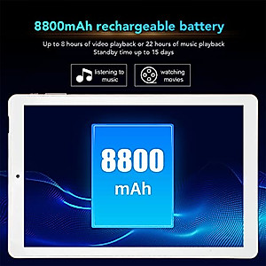 jerss 10.1 Inch 2 in 1 Tablet 5G Dual WiFi High Sensitivity Stylus Pen US Plug Octa Core 100-240V 4GB RAM 64GB ROM Tablet for Businesses (Gold)