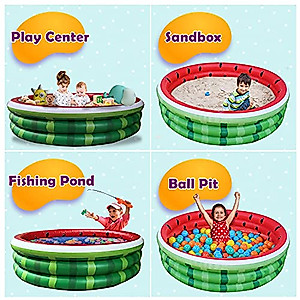 Watermelon Inflatable 60 inches, Pit Ball Pool Swimming Pool with 3 Rings, Boys and Girls Summer Fun in Garden, Backyard, Indoor & Outdoor by ninostar