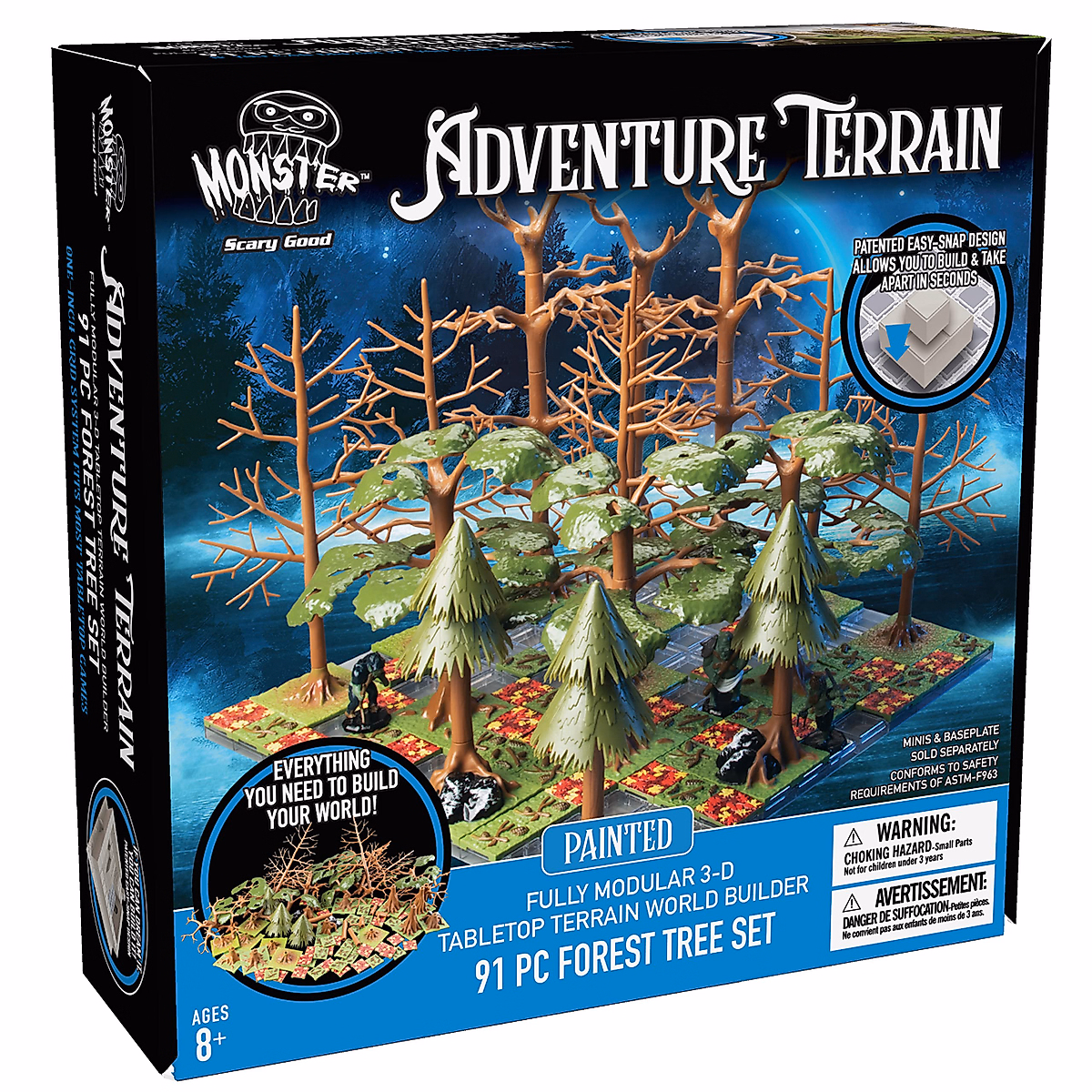Monster Adventure Terrain 91Pc Painted Forest Tree Set Fully Modular, Stackable 3D Tabletop World Builder-Use Alone or with Other Sets- Compatible with DND Dungeons Dragons, Pathfinder & All RPG Games