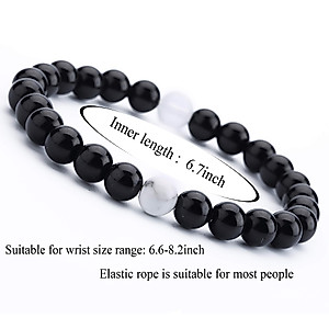 Hamoery Men Women 8mm Tiger Eye Stone Beads Bracelet Elastic Natural Stone Yoga Bracelet Bangle (Set2)