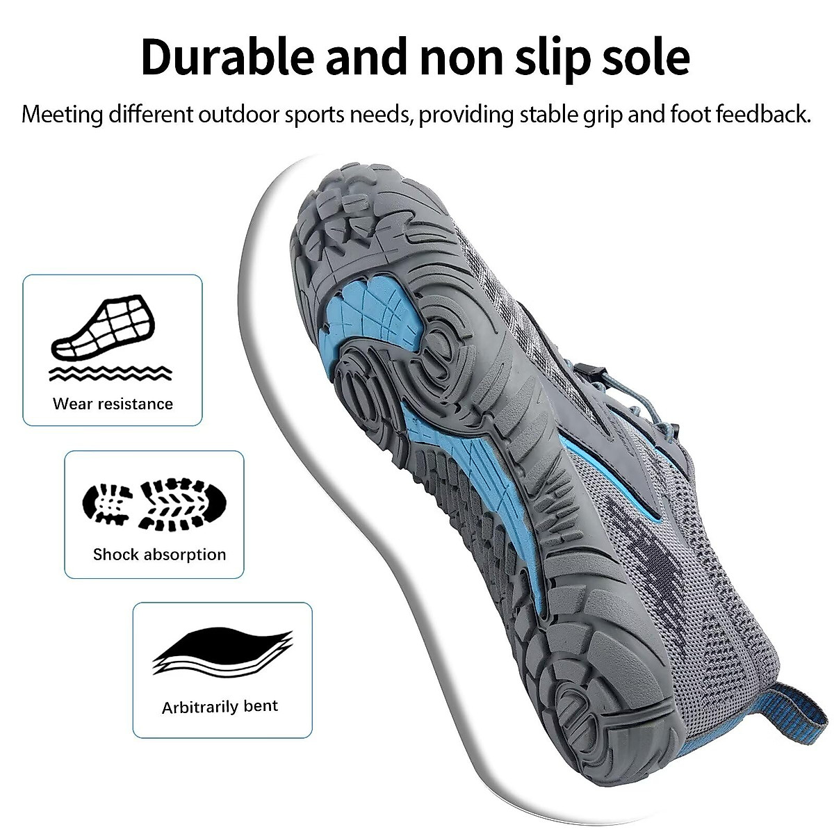 WateLves Water Shoes Mens Womens Beach Swim Shoes Quick-Dry Aqua Socks Pool Shoes for Surf Yoga Water Aerobics (05-Grey, 43)