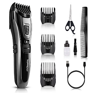 SUPRENT Professional Beard Trimmer for Men with Precision Dial, Cordless Hair Mustache Trimmer with 57 Adjustable Precision Lengths, USB Quick Charge