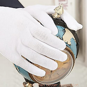 24pcs Unisex Soft White Cotton Gloves for Eczema Gloves for Moisturizing Dry Hands White Cotton Inspection Gloves (Large)