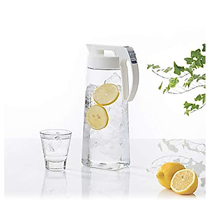 Lustroware Easy Care One-touch Airtight Pitcher 2.2QT (71oz) for Hot or Cold Liquids | High Heat Resistant, Leak Proof & Space Saving | Made in Japan