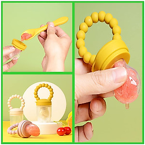 Baby Fruit Food Feeder Pacifier Teether for Babies 4 M+,Milk Frozen Set,2in1 Teether Toy Made of Soft Silicone,Feeder for Infant Safely Self Feeding,BPA-Free