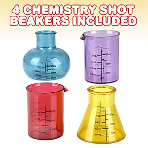 ArtCreativity Chemistry Glass Set, 4 Plastic Laboratory Glasses, Funny Scientific Gifts for Adults, Cool Chemistry Graduation Gag Gift, Unique Drinking Gifts for Men and Women
