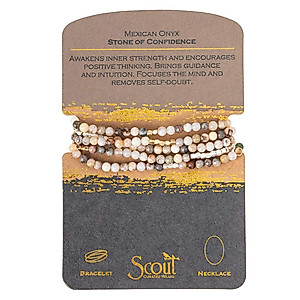 Scout Curated Wears - Women's Stone Wrap Bracelet & Necklace - Mexican Onyx - Stone of Confidence