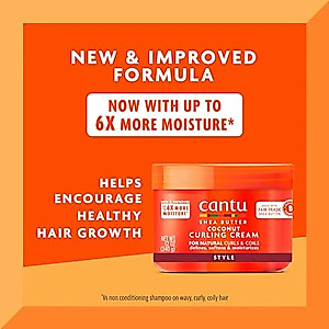 Cantu Coconut Curling Cream with Shea Butter for Natural Hair, 12 oz, Packaging may vary