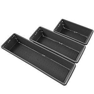 Edge Tray Bins 3 Pack Multi Use Storage for Kitchen Darwers, Office and Bathroom Non-Slip Durable Rubber Lining, Navy - Large
