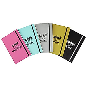SoHo Urban Artist Brick Sketchbook Journals for Sketching, Drawing, Colored Pencils, Graphite, and More - Black 5.5"x8.5" (150 GSM, 80 Sheets) - 2 Pack