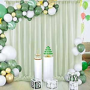 10ft x 10ft Sage Green Backdrop Curtains, Wrinkle-Free Sheer Chiffon Fabric Backdrop Drapes for Wedding Arch Party Ceremony Stage Decoration
