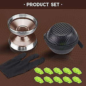 FETESNICE Yoyo Professional Competition Bi-Metal Yo Yo, Unresponsive Yoyos for Kids, Pro Alloy 6061Bimetal Yoyo for Intermediate to Advanced Players with 10 Ball Protection Cover Yo-yo Bearing-Brown