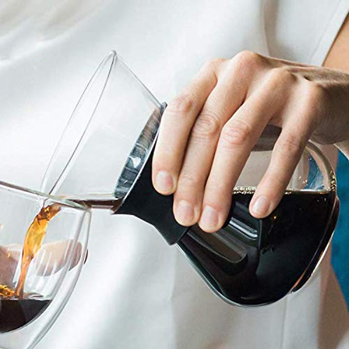 Glass Pour Over Coffee Maker Set with Reusable Stainless Steel Drip Filter Elegant Coffee Dripper Pot Glass Carafe & Permanent Stainless Steel Filter