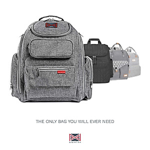 Bag Nation Diaper Bag Backpack | Large Capacity Unisex Baby Bag with Stroller Straps, Changing Pad and Sundry Bag - Holds All Your Baby’s Essentials - Baby Shower Bundle