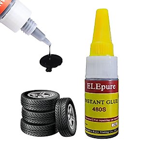 Black Tire Repair Glue Rubber Strong Adhesive Bonding for Sidewall Puncture Instant Super Glue for Off-Road Car Motorcycle Truck Tractor, 20g 0.7oz
